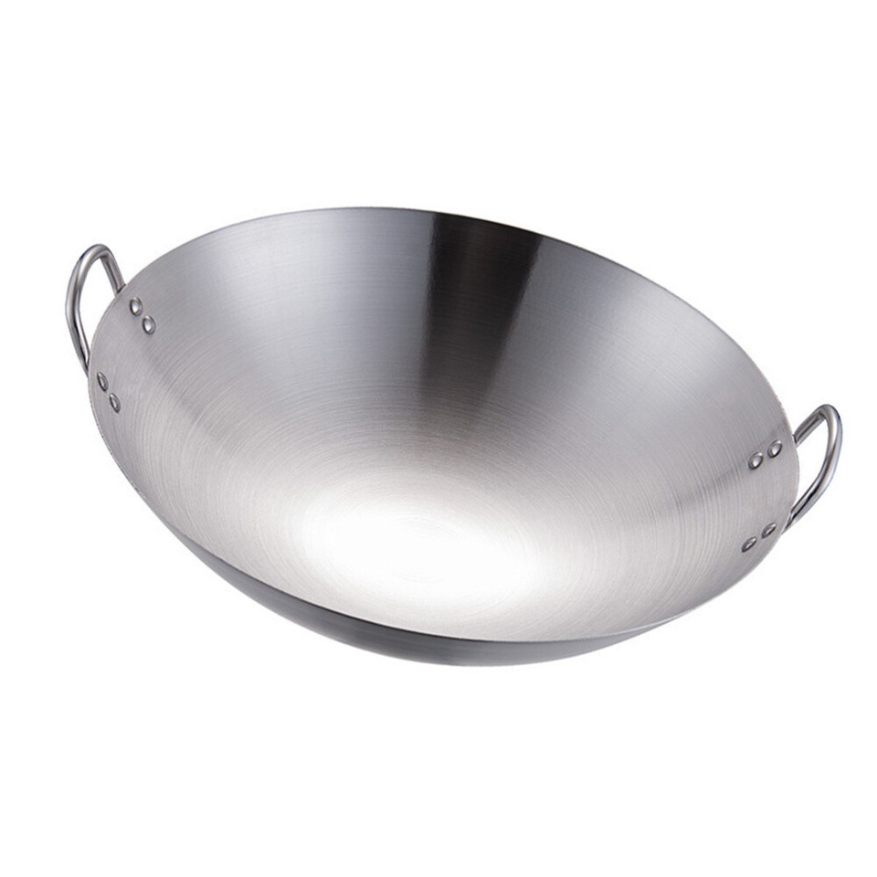 Chinese Stir Fry Pan Stainless Steel Deep Frying Pan Heating Pot For ...