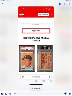 1958 Topps #150 Mickey Mantle Psa 2 Centered Sharp Pwcc Elite Top 15% ...