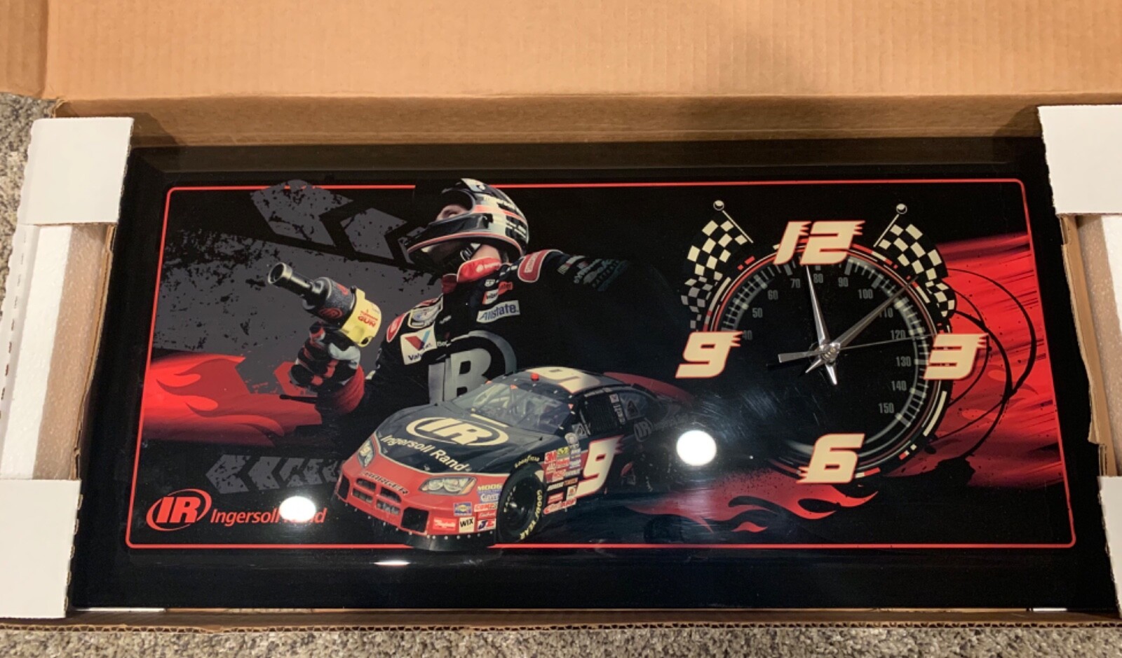 Ingersoll Rand NASCAR Wall Clock, S1123, Jesco 11x23 wood clock | eBay