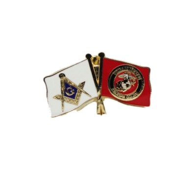 Blue Lodge Masonic USA United States U.S. Marines Flag Freemason Lapel ...