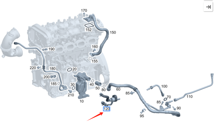 For Mercedes-Benz M274 E16 E20 PCV Valve Bleed Line Hose Pipe ...