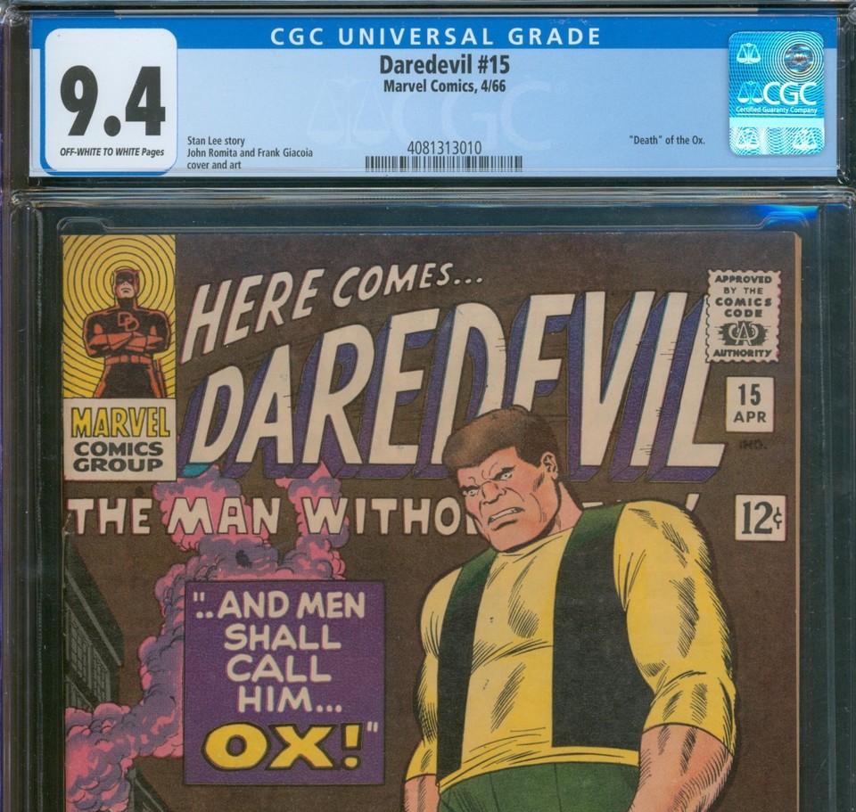 DAREDEVIL #15 ⭐ CGC 9.4 ⭐ Death of the Ox! Silver Age Marvel Comic 1966 ...