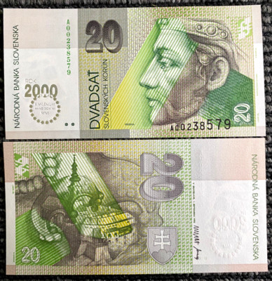 Slovakia 20 Korun 1993 Banknote World Paper Money UNC Currency Bill ...