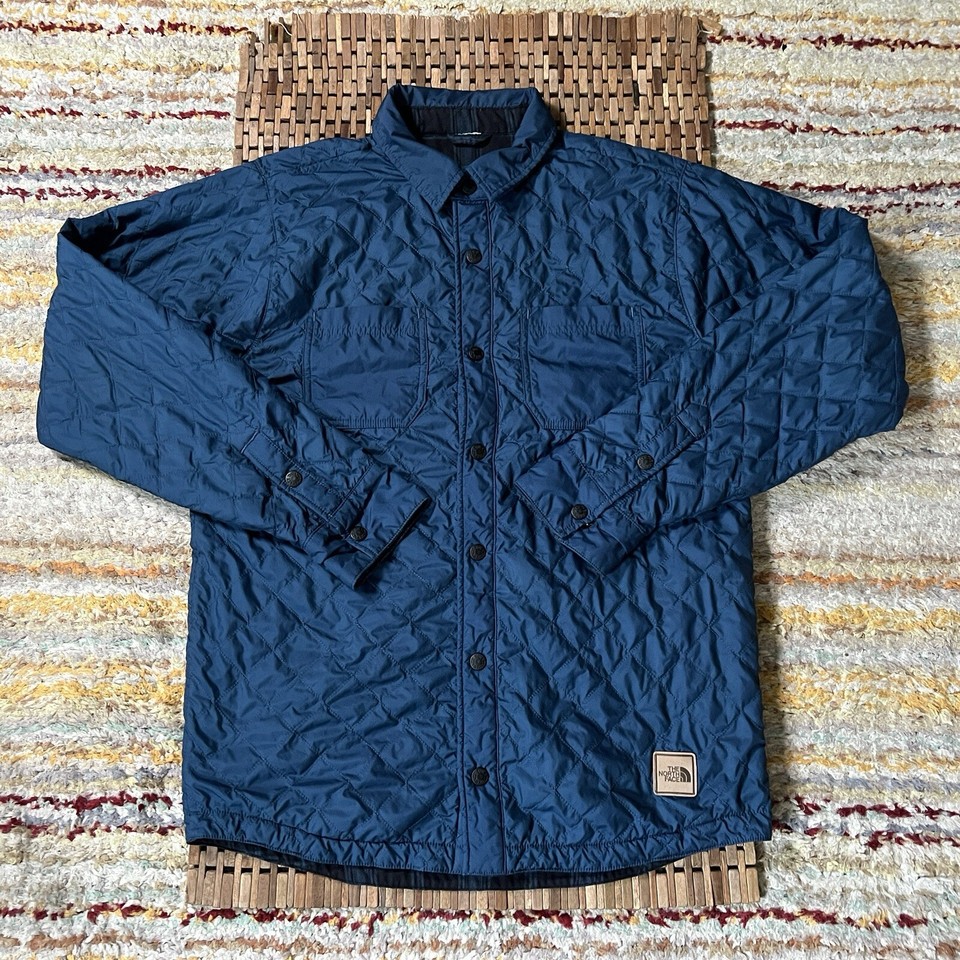 The North Face TNF Puffer Jacket Flannel Lined Snap Shirt Jacket Blue ...