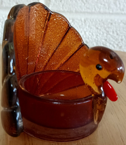 Turkey Amber Glass Candle Votive Holder Murano-Inspired Design Blown ...