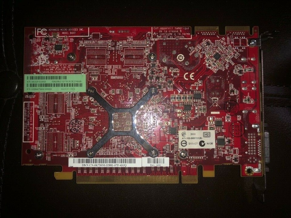 ATI FirePro V3750 256MB Dual Video 3D Graphic Card PCIe x16 DisplayPort ...