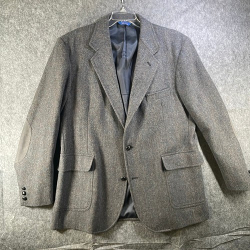 Pendleton Wool Blazer Herringbone Elbow Patch Sport Coat Jacket 46 Long ...