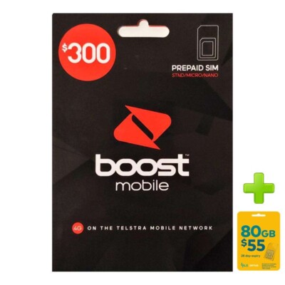 Boost Mobile $300 Prepaid SIM Starter Kit + Optus $55 Prepaid SIM ...