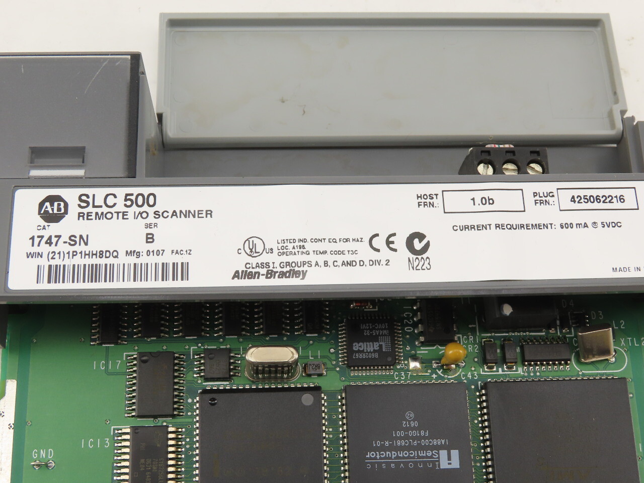 Allen Bradley 1747-SN SLC 500 SER B FRN 1.0b Remote I/O Scanner ...