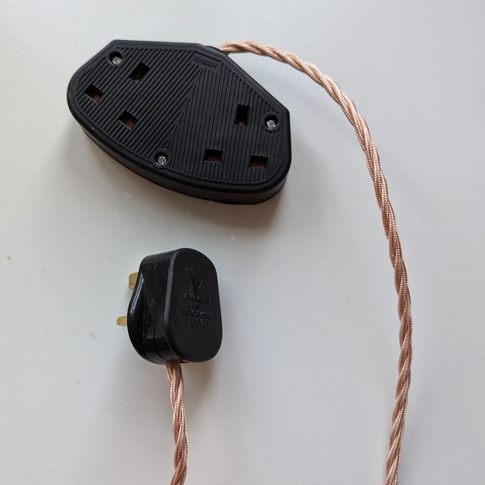 Electric Extension Lead Vintage Retro Style 2m Cable Braided Fabric ...