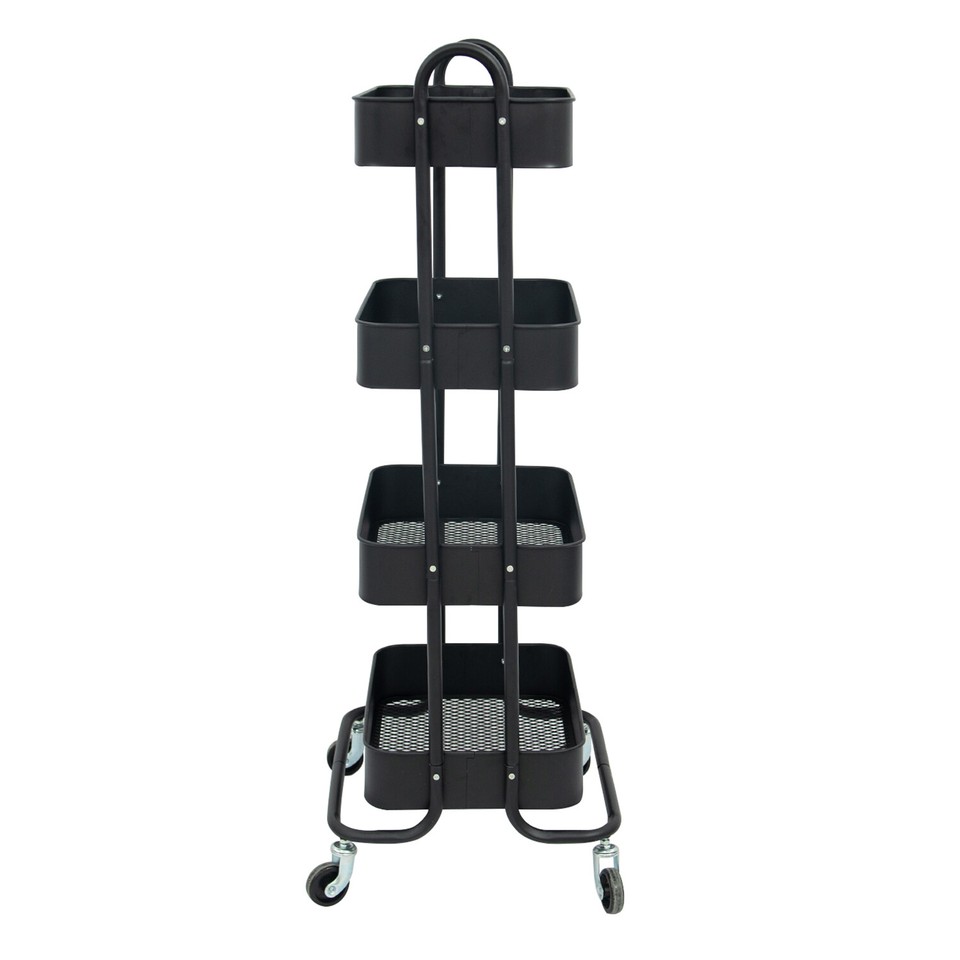 4-Tier Utility Rack Shelf Rolling Storage Cart w/ Handle Wheels for ...