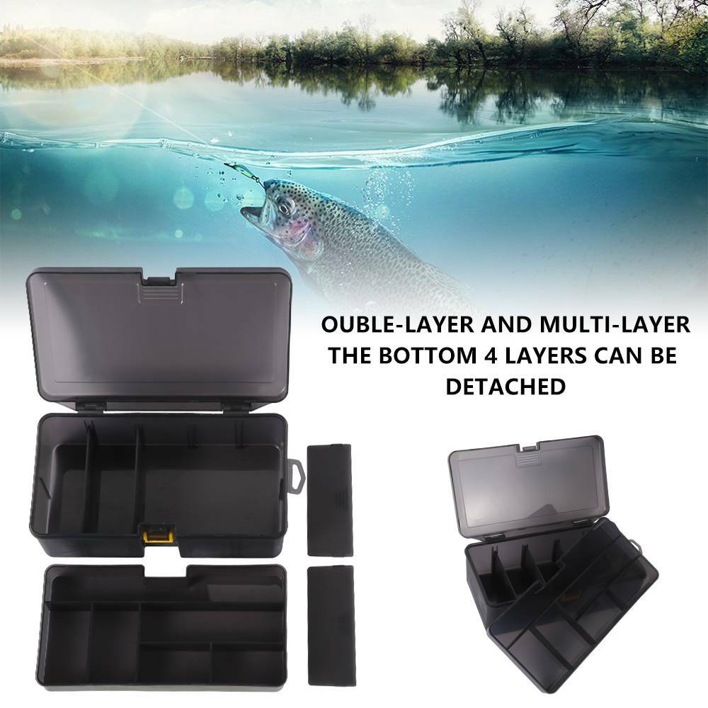 Waterproof Fishing Tackle Box Double Layer Lures Bait Storage Case ...