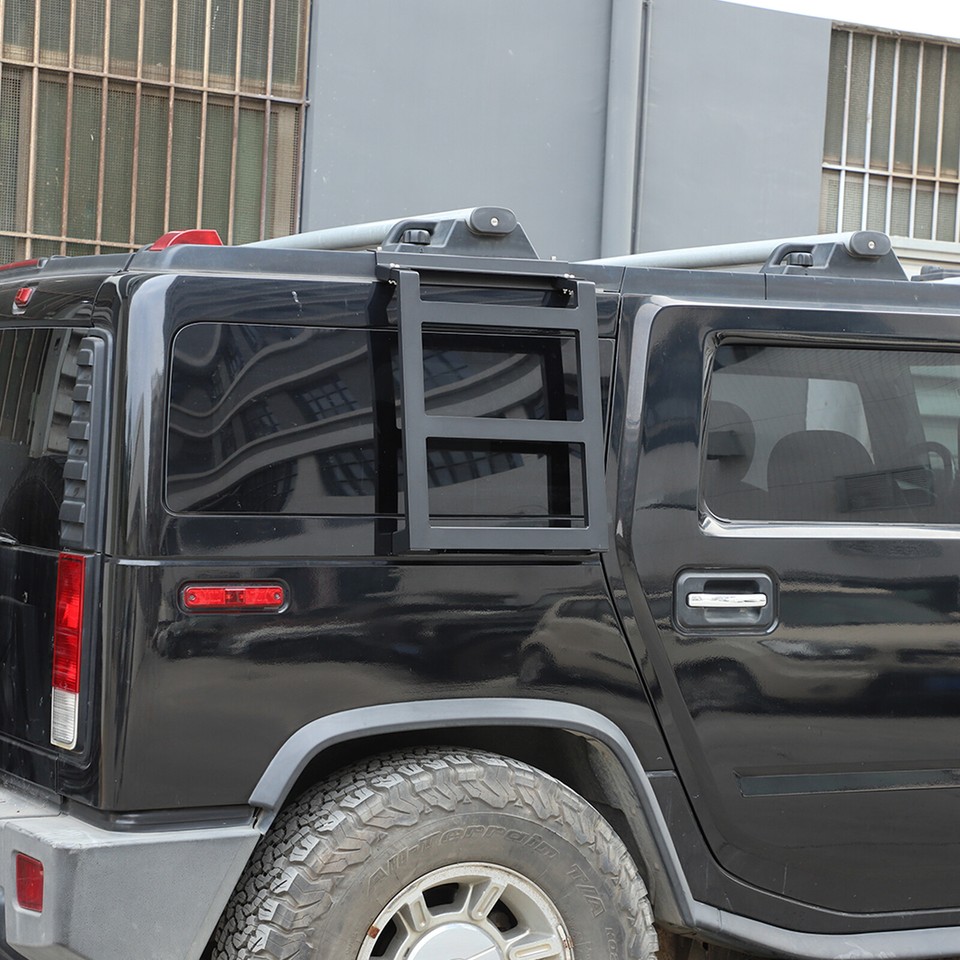 Black Rear Access Left & Right Ladder Step Roof Rack Basket For Hummer ...