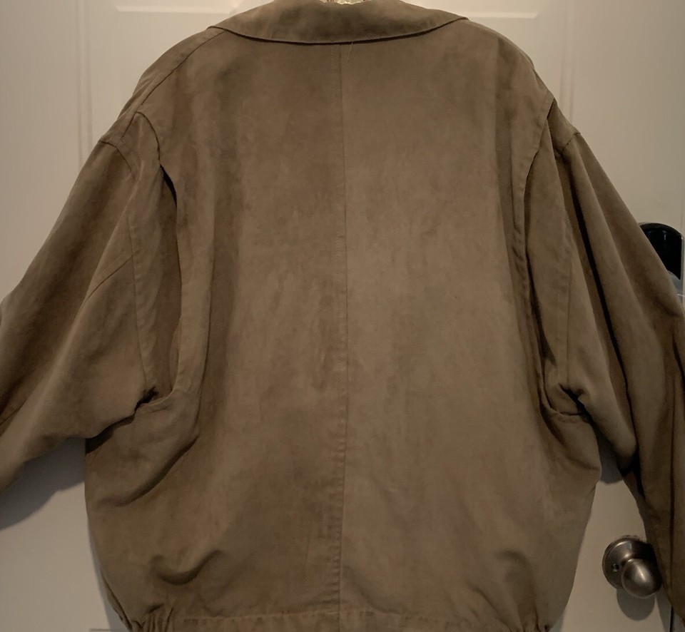 GARY PLAYER Jacket Mens XL Brown Full Zip Micro Suede Bomber Zip Slant ...