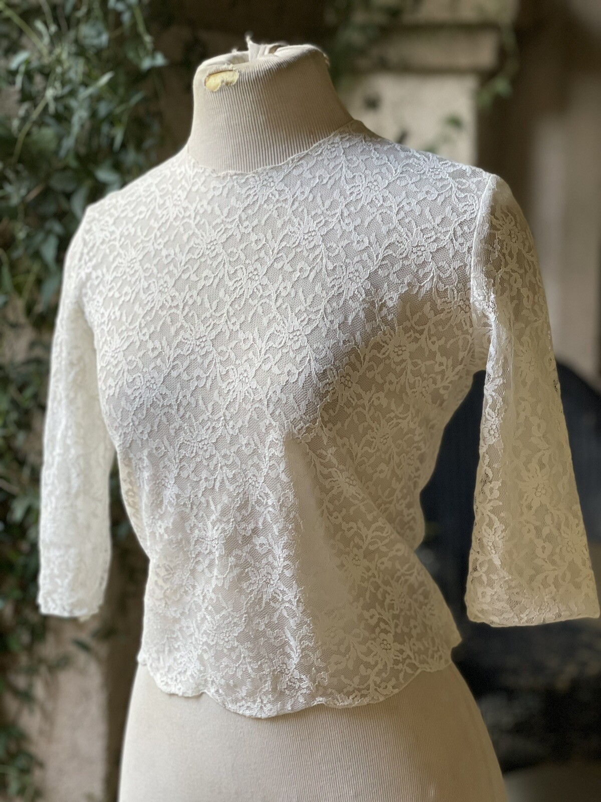 Vintage 1950’s Sheer White Lace Blouse - Gem