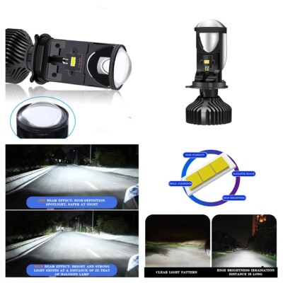 PAIR120W H4 Mini Bi LED Projector Lens Hi/Lo Car Headlight Kit Headlamp ...
