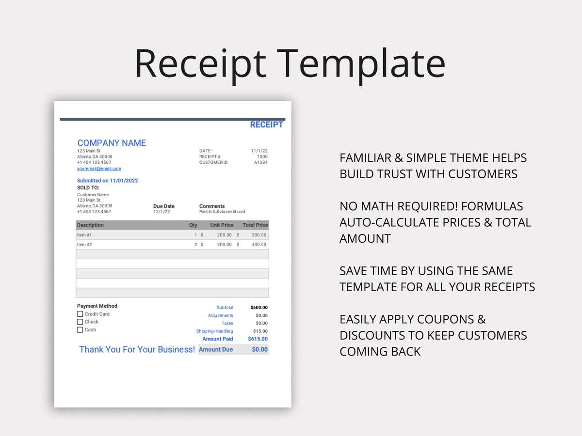 Microsoft Excel Receipt Template