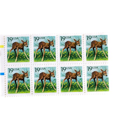 US # 2479 FAWN 19 Cents (1990) - Block of 8 Vintage Stamps, MNH NEW! | eBay