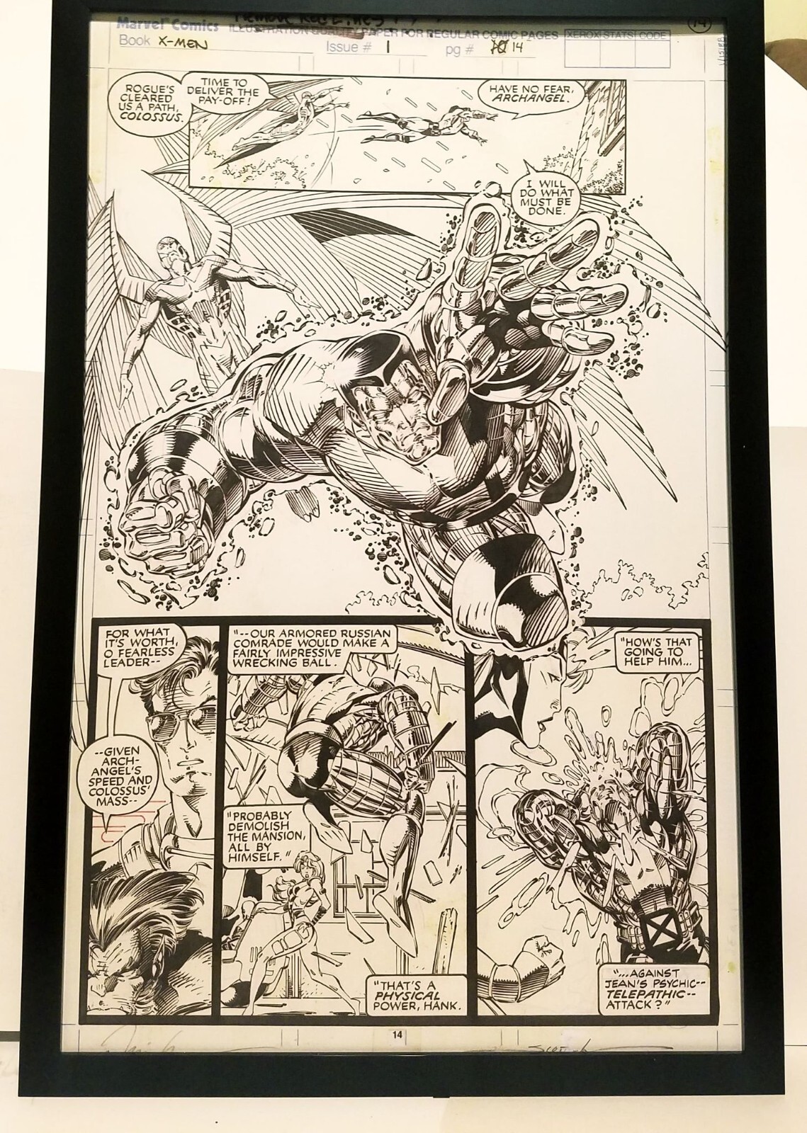 X-Men #1 pg. 14 Colossus Jim Lee 11x17 FRAMED Original Art Poster ...