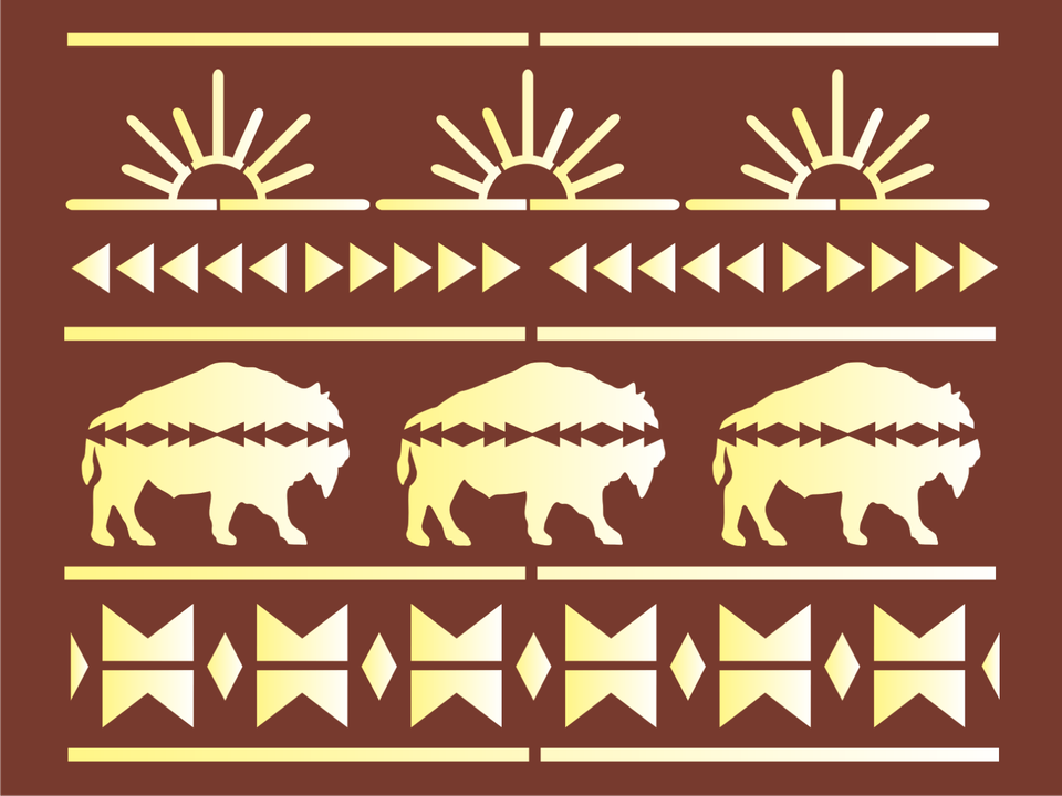 Stencils by Joanie Aztec Sun Buffalo Western Desert Border DIY ...