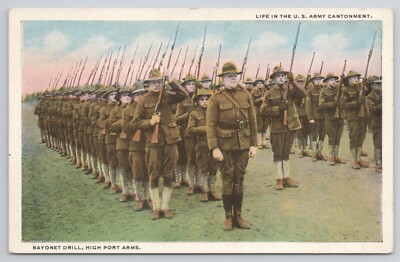 Postcard Life in the Army Bayonet Drill High Port Arms NH1 | eBay