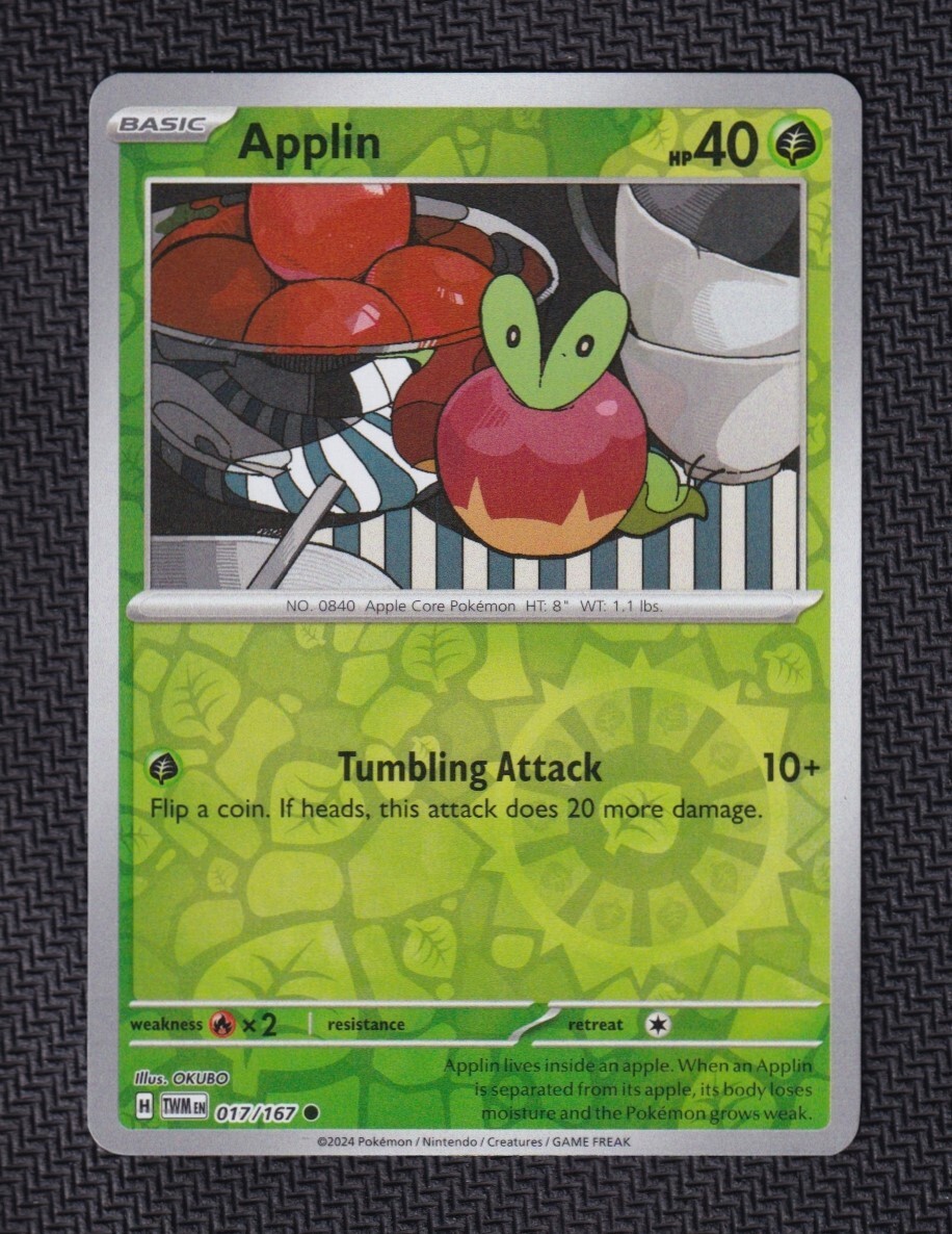 Applin 017/167 Reverse Holo NM / M - Twilight Masquerade Pokemon Card ...