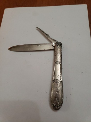 Old Vintage Antique Coin Silver Pen Knife Folding Pocket Knife Ornate ...