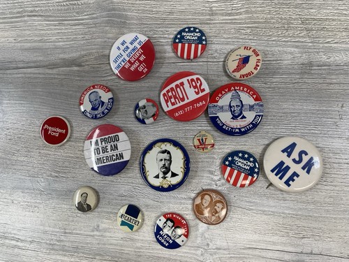 Mixed Lot Vintage Pinback Buttons Pins Political Roosevelt 50s 60s 70 ...