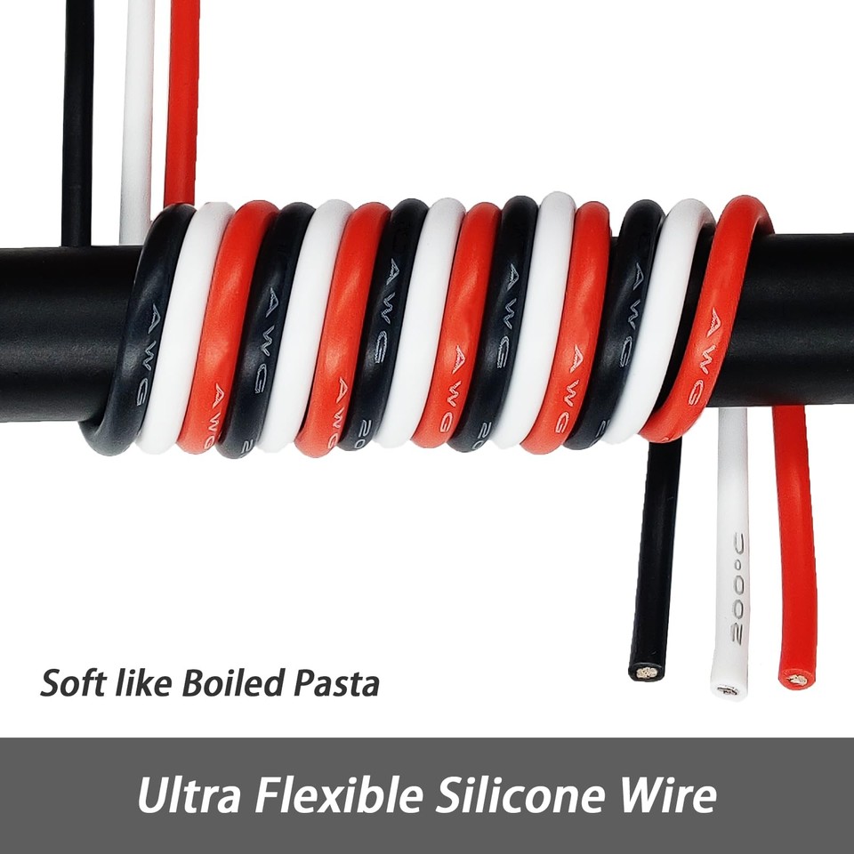 8 Gauge Silicone Wire 10 Feet Black + 10 Feet Red, Flexible 8 AWG ...