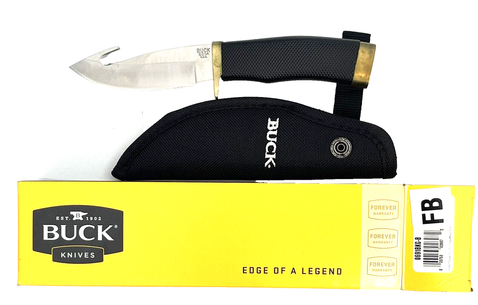 NEW 691 Buck Zipper Fixed Blade Drop Point Guthook Knife with Sheath ...