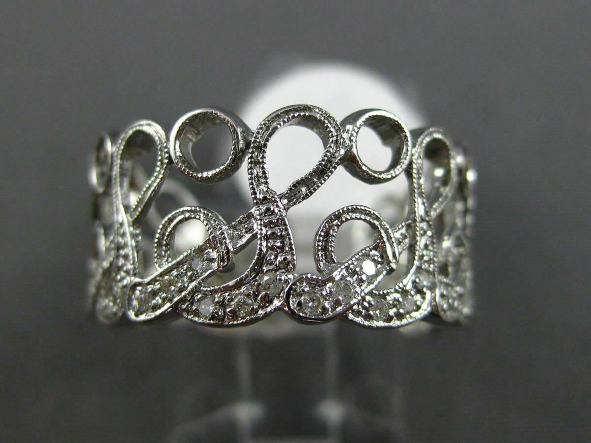 ESTATE .22CT DIAMOND 14KT WHITE GOLD 3D FILIGREE MUSICAL NOTE ETERNITY ...