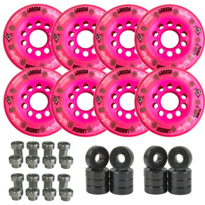 Labeda Whips Roller Hockey Wheels Pink 8-Pack + Spacers + Bearings ...