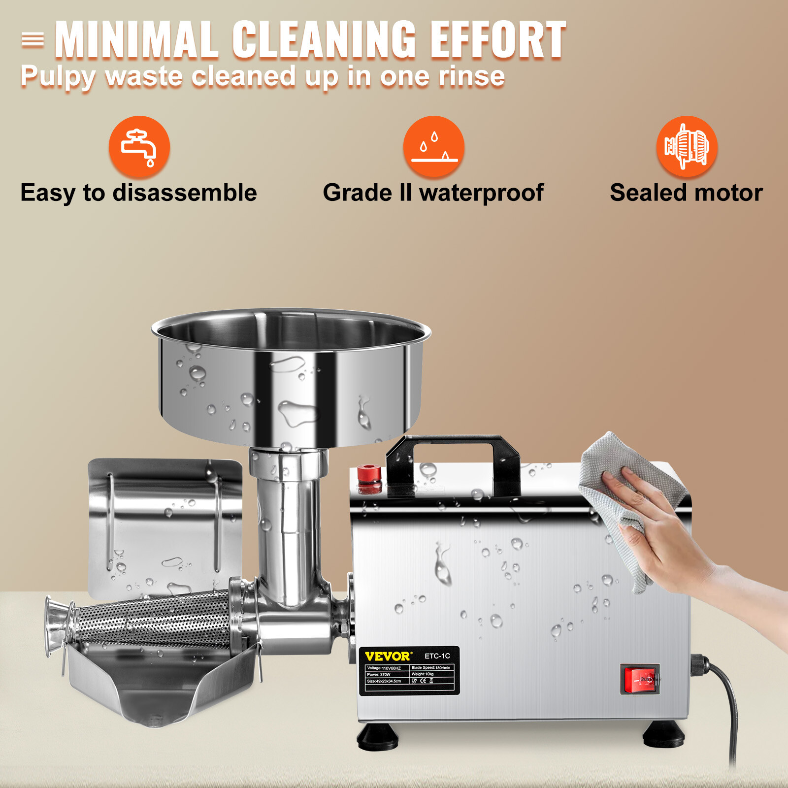 VEVOR Electric Tomato Strainer Tomato Milling Press Machine Tomato ...