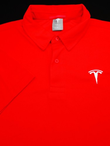 TESLA PERFORMANCE POLO SHIRT -M- RED WHITE LOGO -POLY SMOOTH LISLE ...