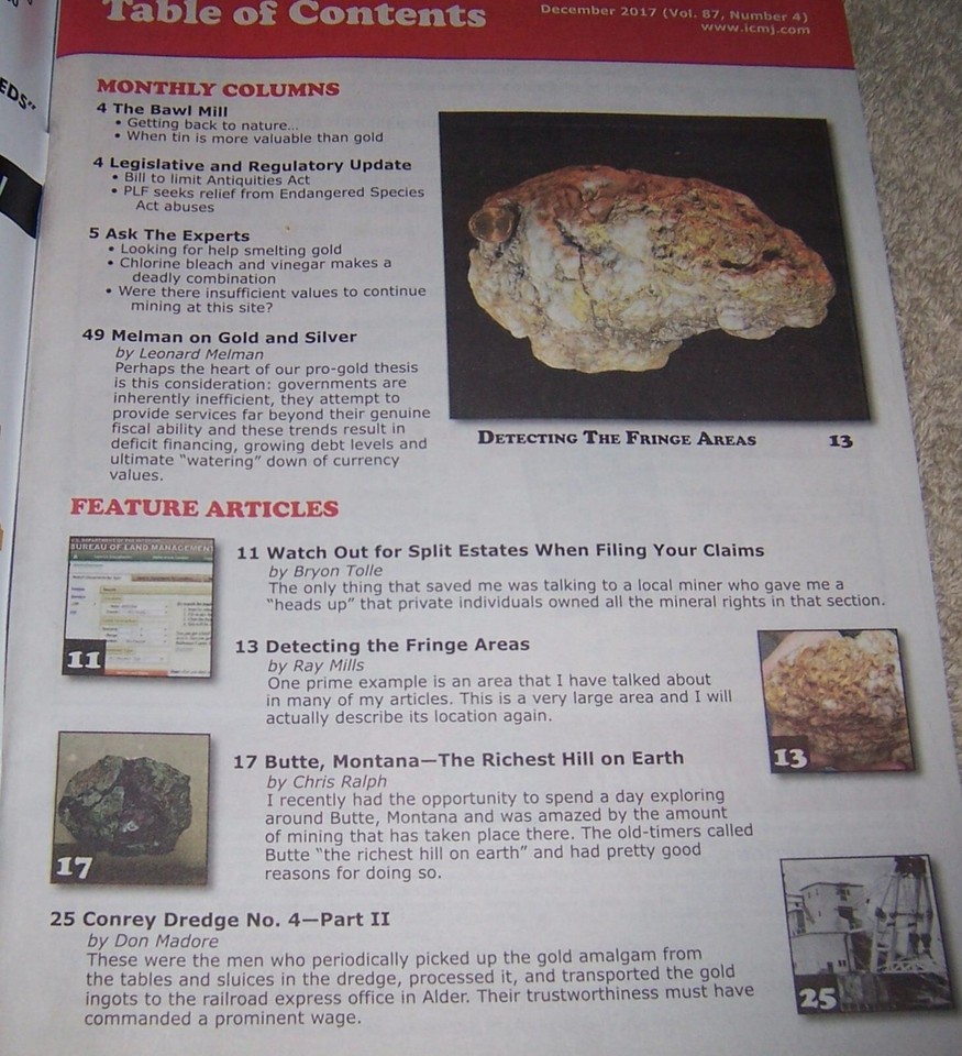 ICMJ's Prospecting and Mining Journal Magazine December 2017 gold | eBay