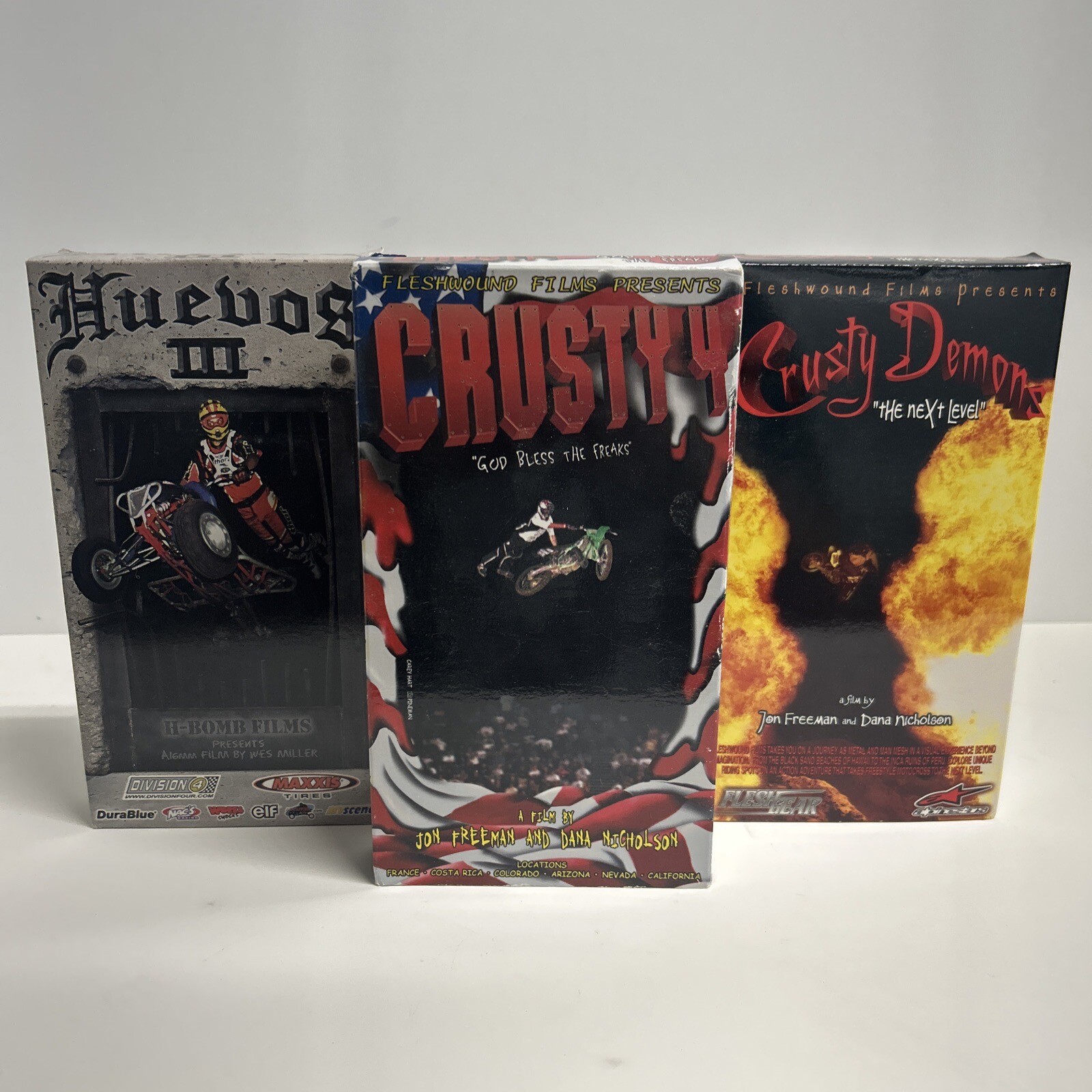LOT OF 3 ATV MOTOCROSS CRUSTY DEMONS, CRUSTY 4, HUEVOS 3 VHS LOT RARE ...
