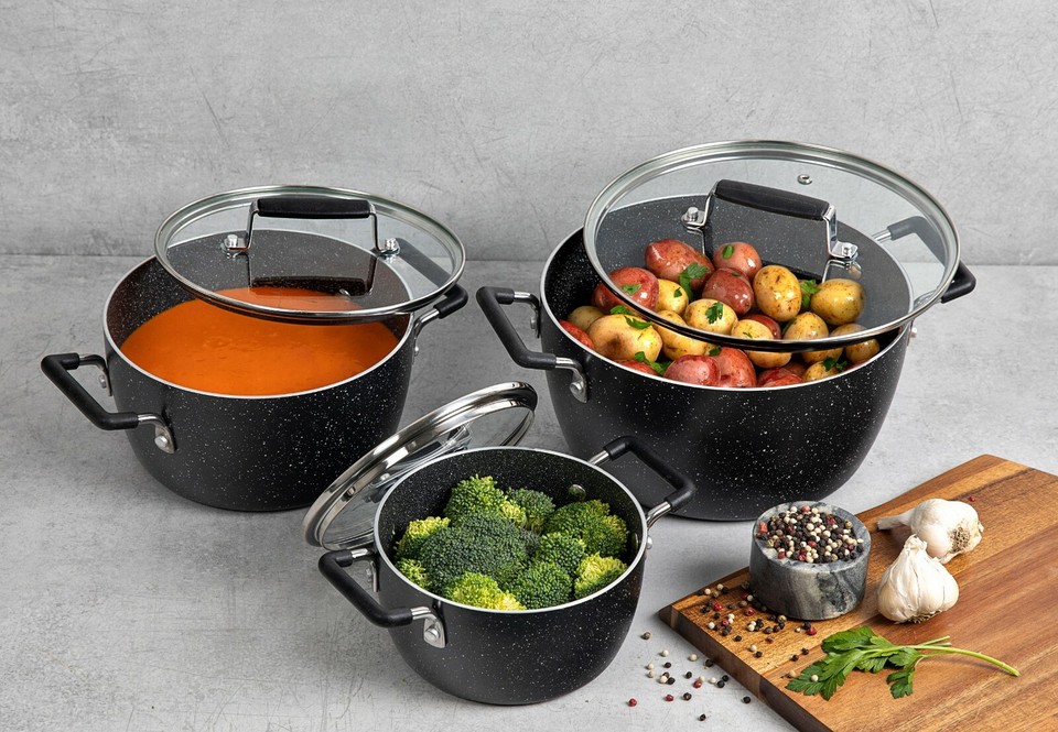 Granitestone 6 Piece Ultra Nonstick Space Saving Nesting Pots with ...