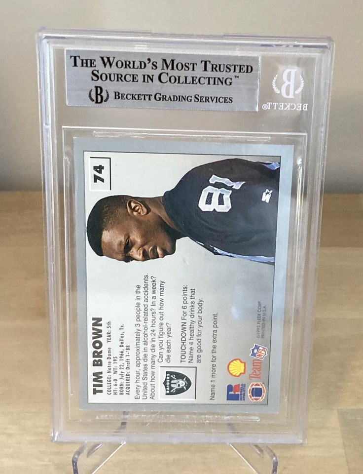 1993 Fleer Shell Fact Tim Brown Signed Auto Card Beckett Raiders | eBay