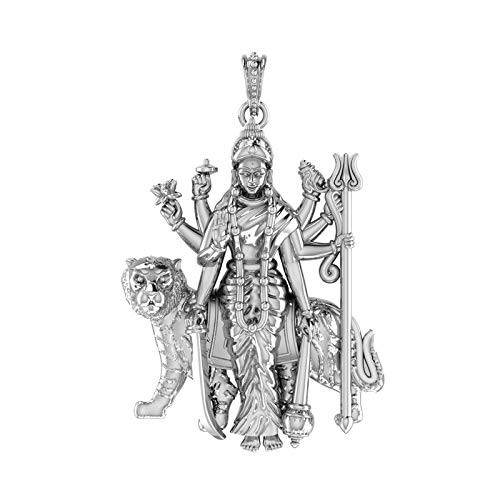 925 Pure Sterling Silver Maa Durga Pendant for Men & Women Good Health ...