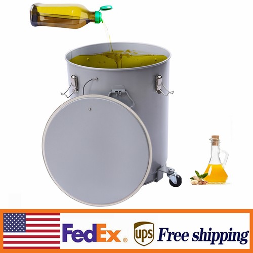 Fryer Grease Bucket Silver Oil Bucket Oil Filtering Container 10 Gallon ...