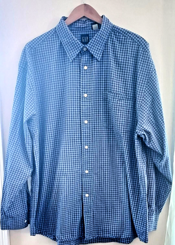 Gap Mens Shirt XL Blue Plaid Long Sleeve Button Up Button Down Blue ...
