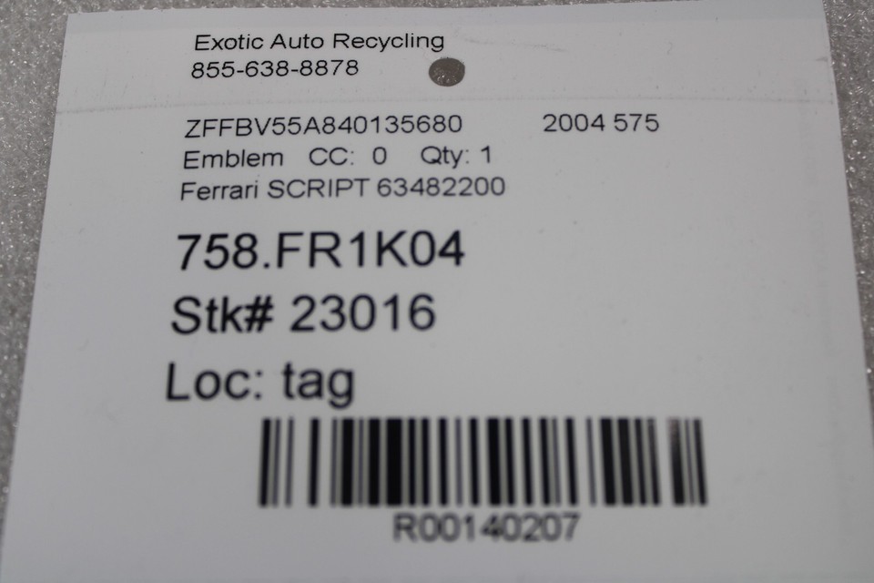 Ferrari 575, 550, 599, 612, 488, Ferrari Script Emblem, Used, P/N ...
