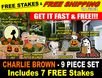 Big yard signs - Peanuts - Charlie Brown - Halloween lawn décor Set ...