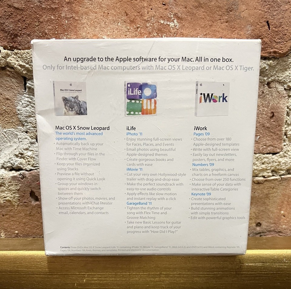 New Apple Mac Box Set: Mac OS X Snow Leopard, iLife & iWork, MC680Z/A ...
