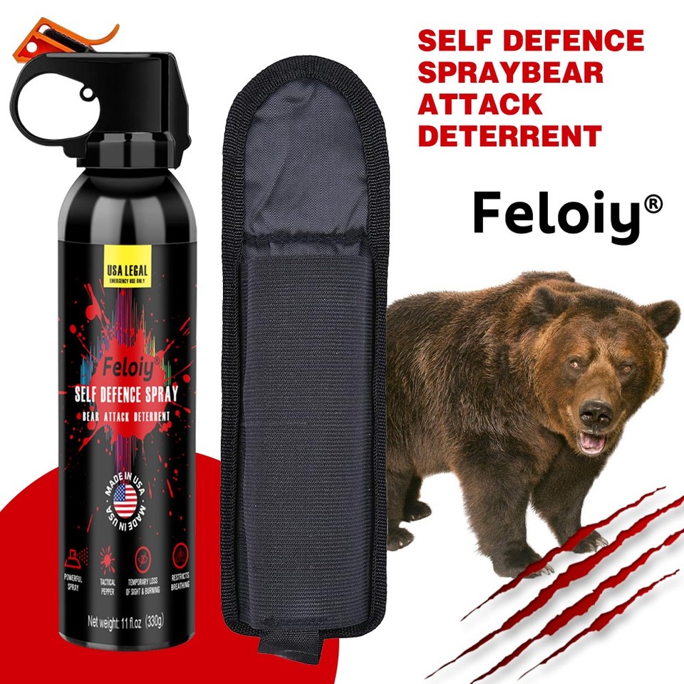 Feloiy Self Defence Spray w/ Holster Bear Attack Deterrent Legal Bear ...