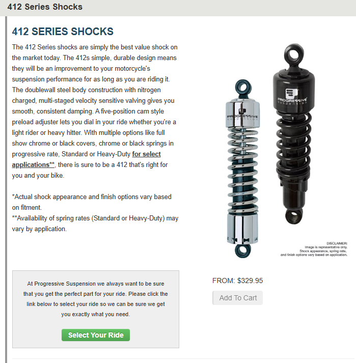 2013 Harley Dyna PROGRESSIVE SUSPENSION 13" Back Rear Shock Absorber ...