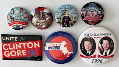 Clinton Gore for President buttons Union 1996 Democratic lot ...