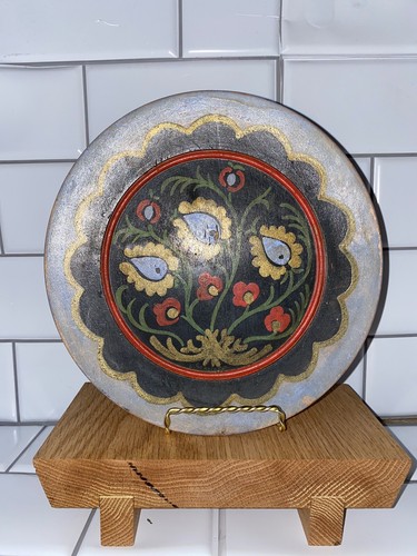 LEONID SOKOLOFF Signed Antique Russian Wood 8" Folk Art Plate, NICE! | eBay