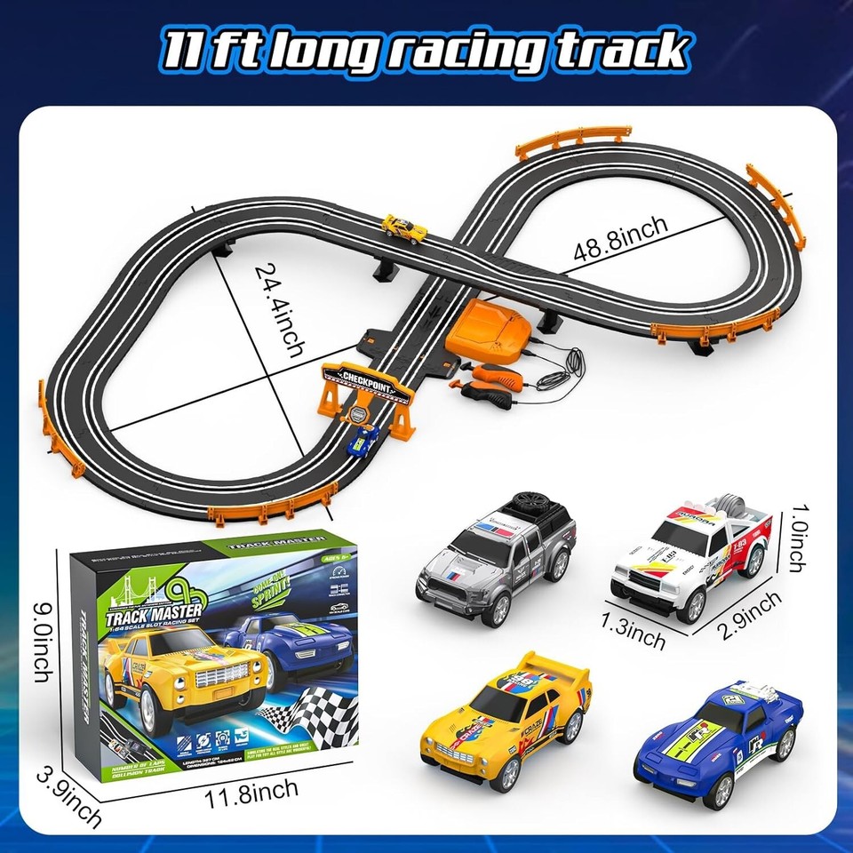 Slot Car Race Track Set Electric Powered Race Track Dual Racing Car ...