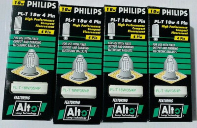 (4) Philips PL-T 18W/35/4P 3500K Triple 4-Pin Fluorescent Lamp Light ...